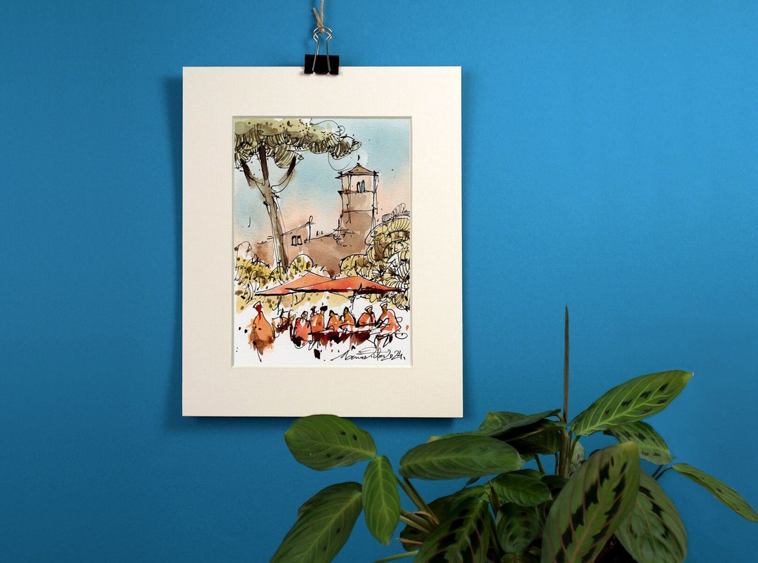 Urban Sketch Watercolor Painting of Rome, Trastevere-roma. Home Decor ...