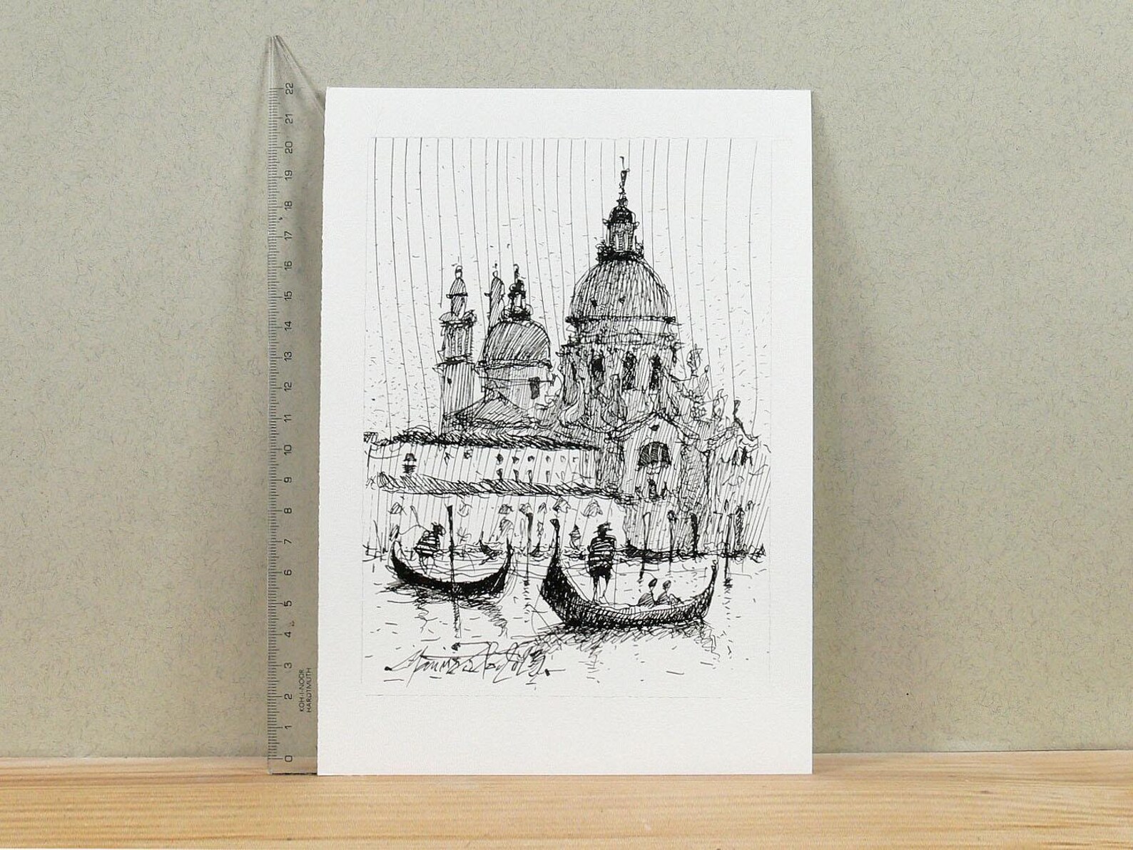 Venice Drawing, Urban Italian Landscape Ink Sketch. 5x7 Inch Original ...