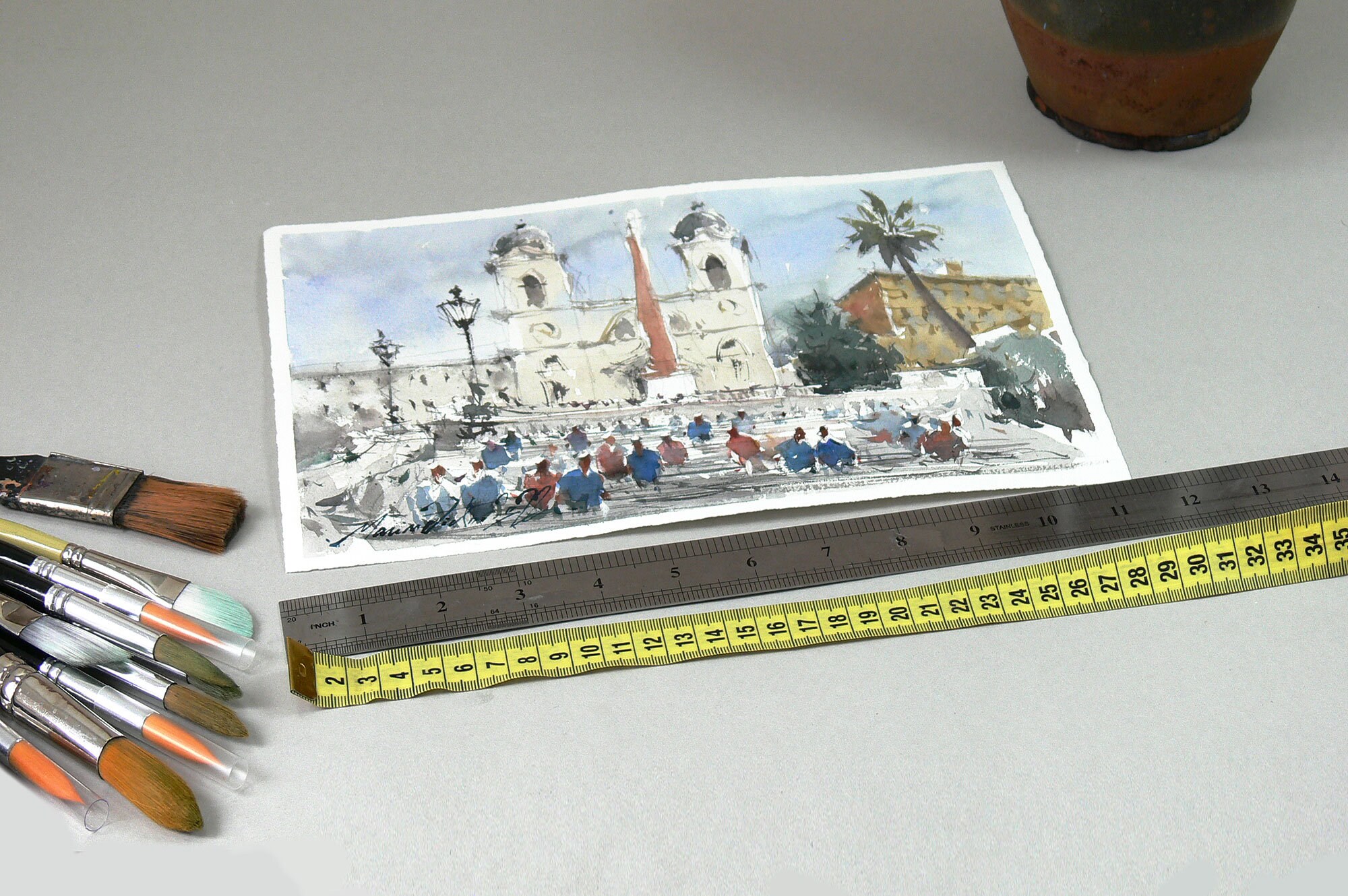 Spanish Steps Rome Original Watercolor Painting Roma Home Decor ...