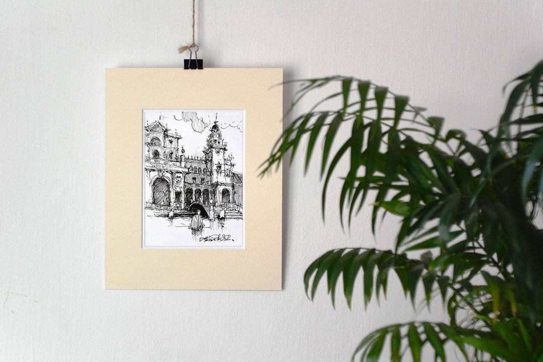 Seville Urban City Sketch Drawing, Spain City Drawings Black and White ...