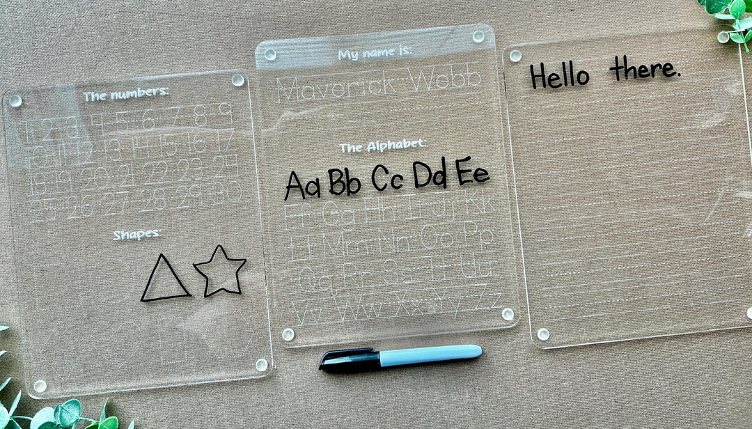 Acrylic Name Tracing Board: ABC, Numbers & Shapes - Reusable Learning ...