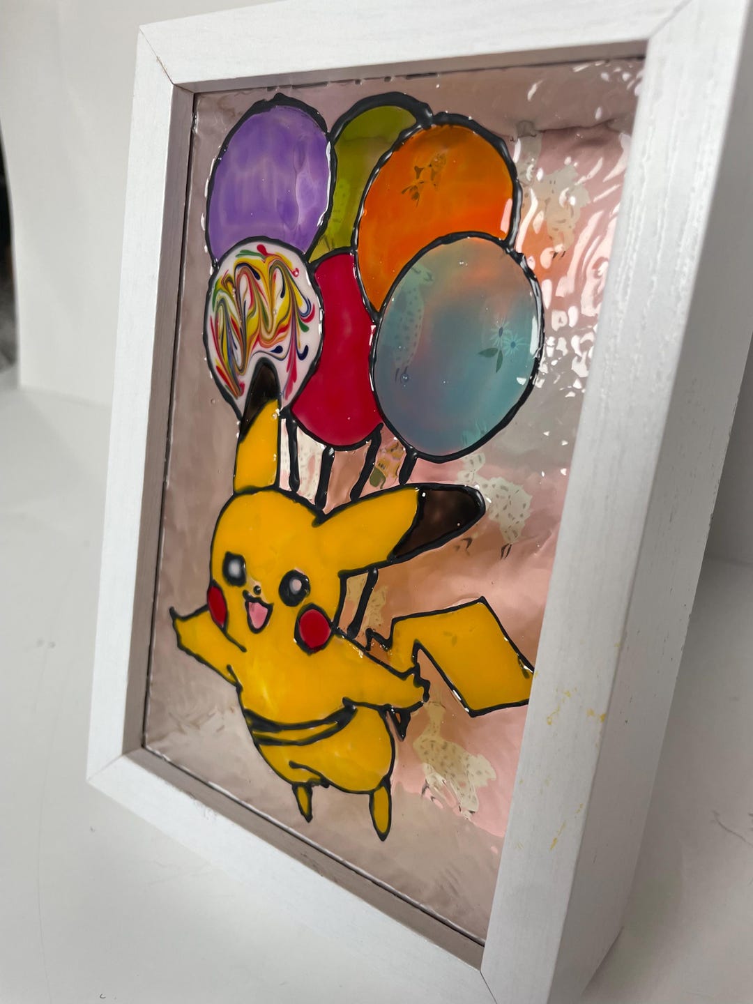 Stained Glass Lighted Shadow Box - Balloon Pikachu - Etsy