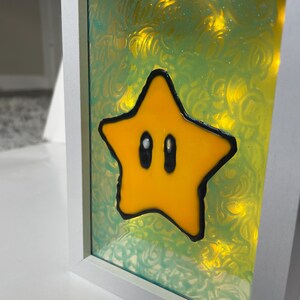 Stained Glass Lighted Shadow Box - Mario Star - Etsy