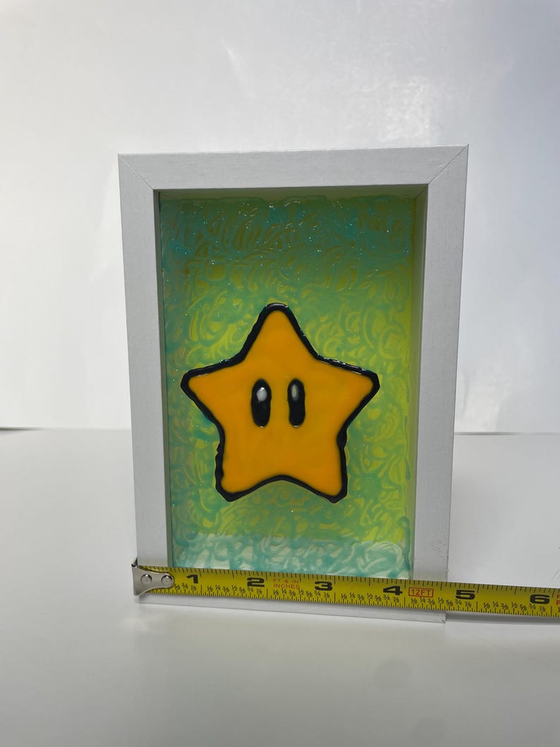 Stained Glass Lighted Shadow Box - Mario Star - Etsy
