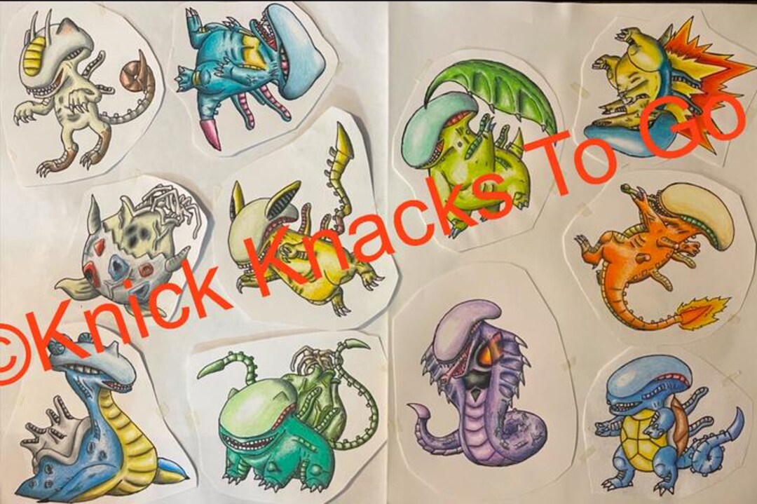 DIGITAL Xenomorph X Pokemon Hybrid Stickers - Etsy