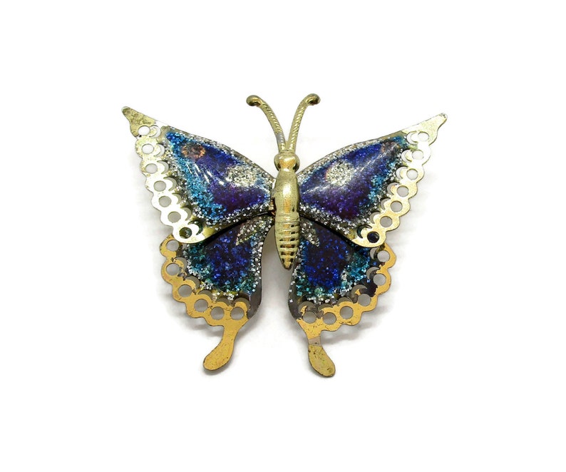 Butterfly Brooch Vintage Blue Butterfly Pin - Etsy