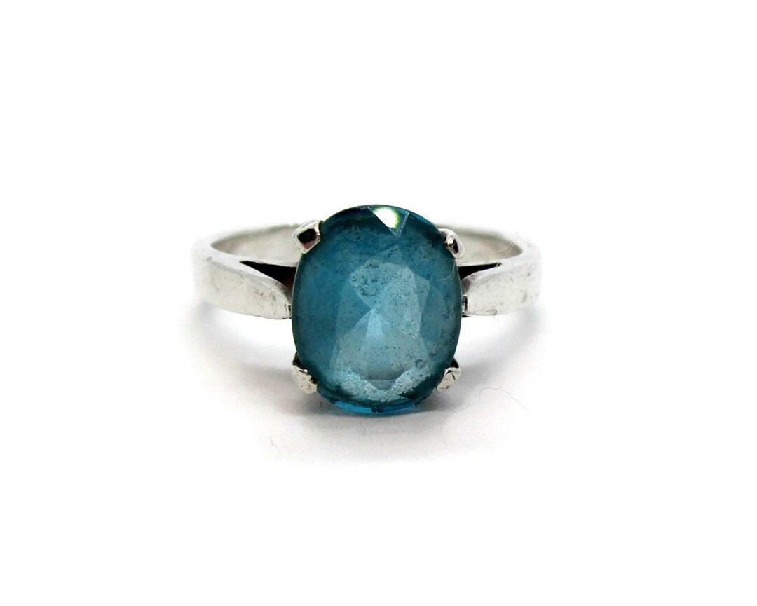 Vintage Blue Stone Solitaire Ring, Sterling Silver, Size O 1/2 Aus, 7 1 ...