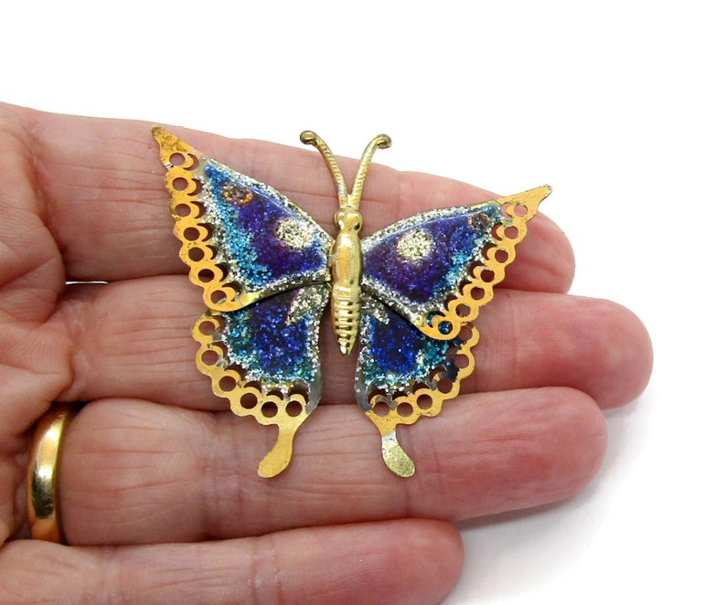 Butterfly Brooch Vintage Blue Butterfly Pin - Etsy