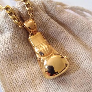 Yellow Gold Boxing Glove Pendant | Men's Handmade Silver 925 Box Glove Necklace | Women Gold ...