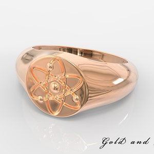 Gold Atom Ring, Handmade Sterling Silver Atom Ring, Men's Atom Ring ...
