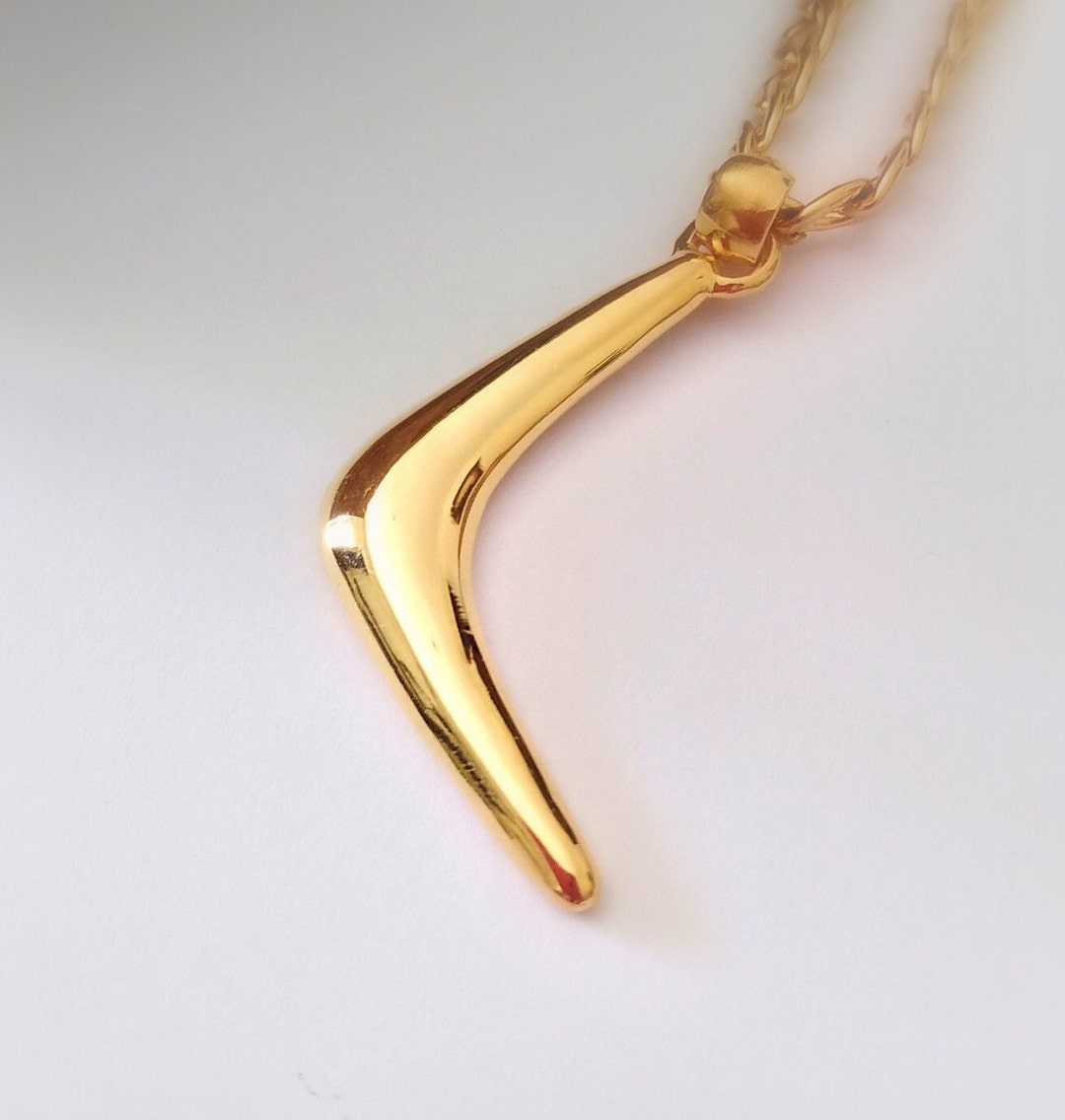 24K Gold Boomerang Pendant Sterling Silver Boomerang Mens - Etsy