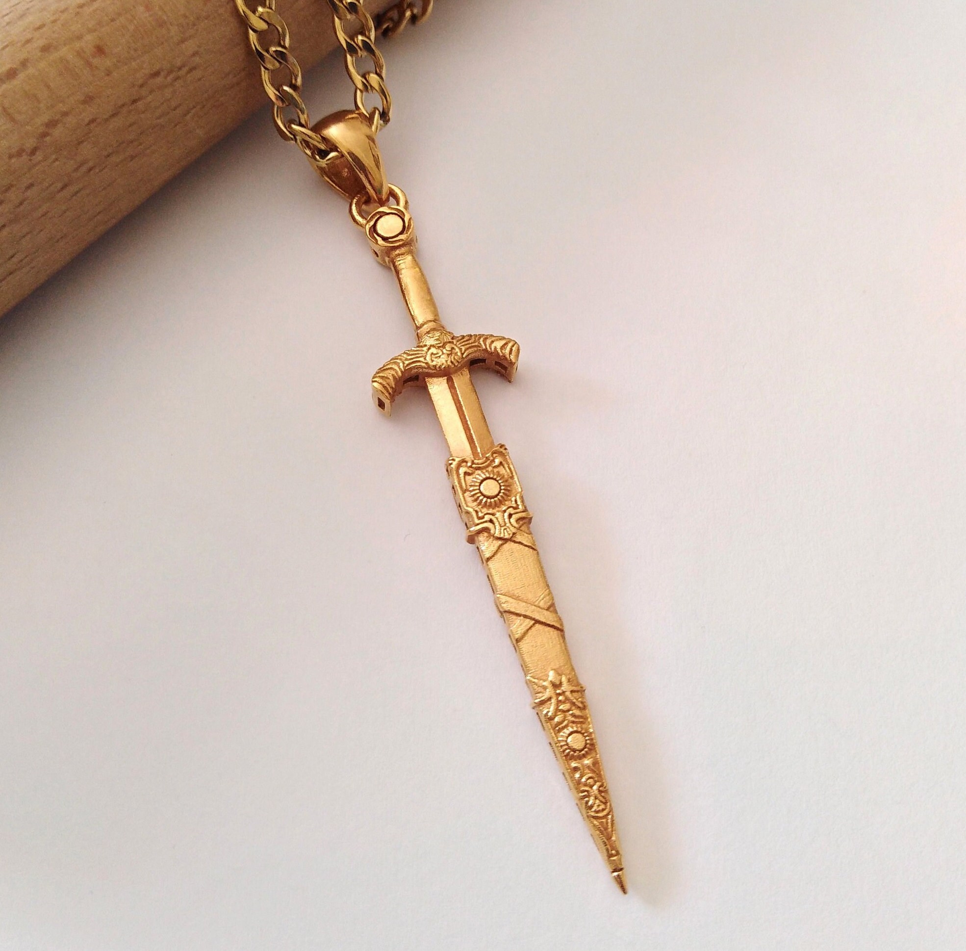 Gold Plated Sword Pendant | Silver 925 Handmade Sword Necklace | Sword ...