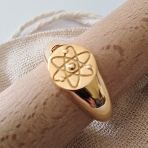 Gold Atom Ring, Handmade Sterling Silver Atom Ring, Men's Atom Ring ...
