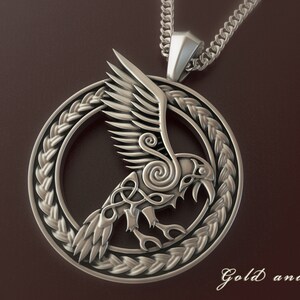 Aged Silver 925 Raven Pendant Silver Handmade Celtic Raven - Etsy