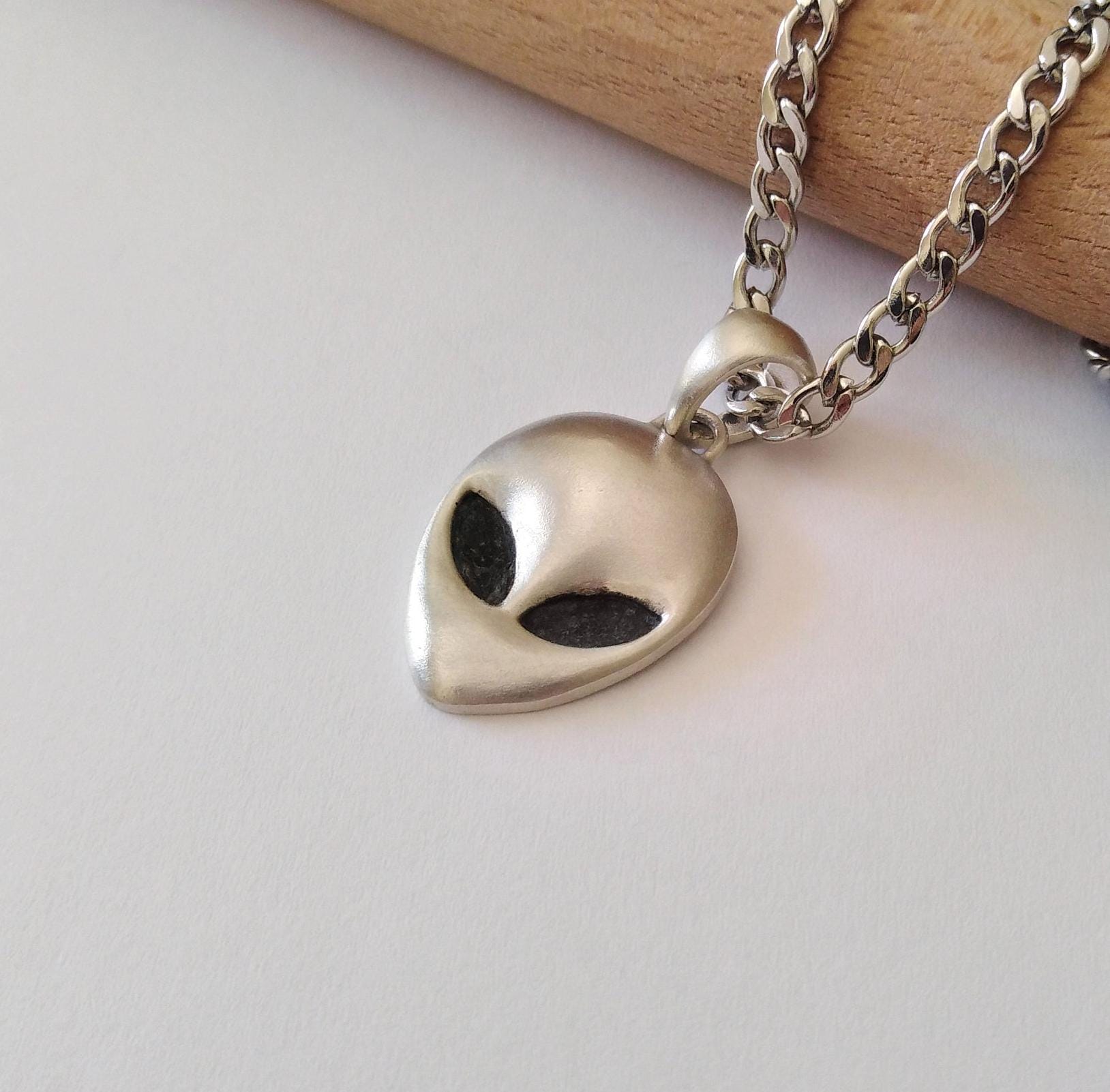 Oxidized Silver 925 Alien Head Pendant | Handcrafted Silver Alien ...