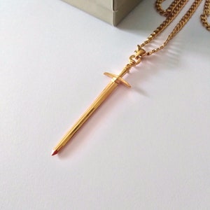 Gold Sword Pendant Sterling Silver Sword Necklace Gold Sword - Etsy