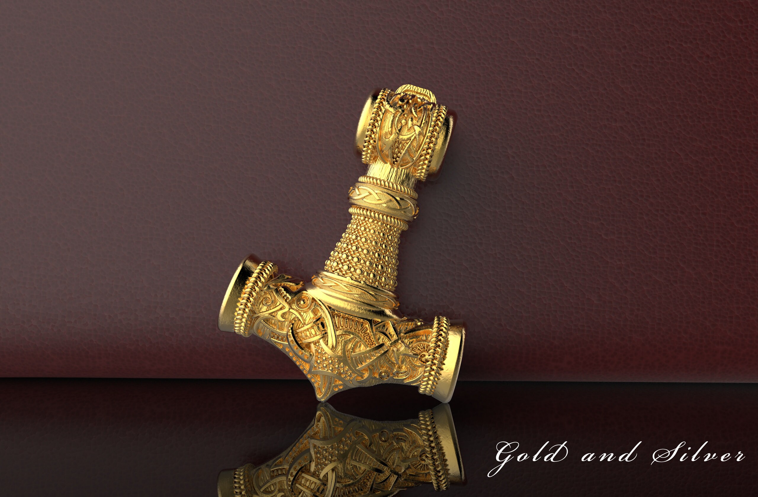 Gold Hammer of Thor Pendant Sterling Silver Handmade Mjölnir - Etsy