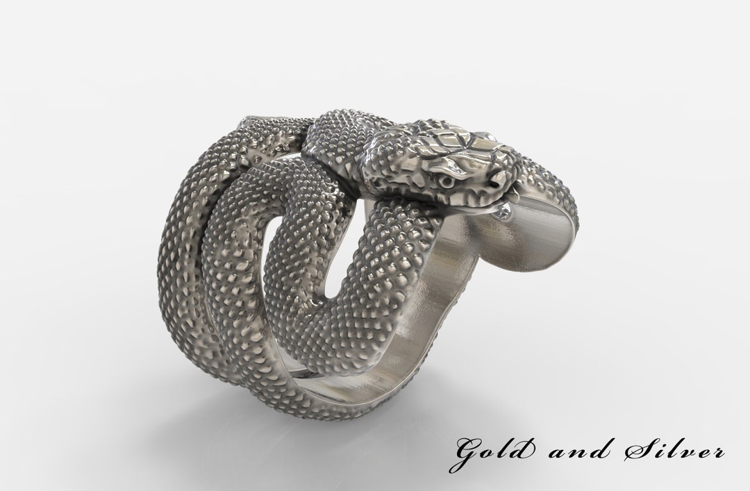 Aged Silver 925 Snake Ring, Sterling Silver Handmade Snake Ring, Silver ...
