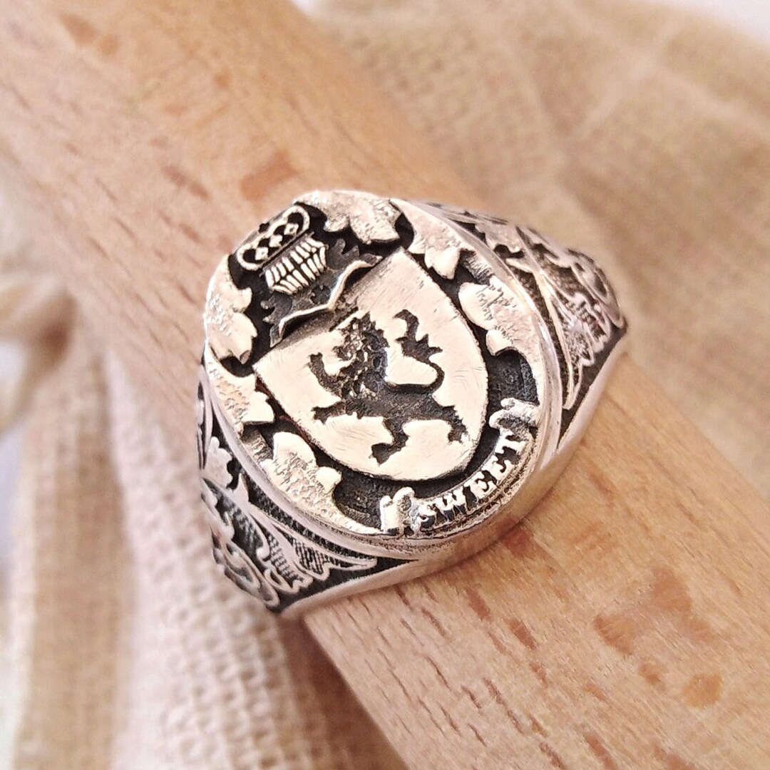Aged Silver 925 Lion Knight Ring, Oxidized Silver King Lion Ring, Aged ...