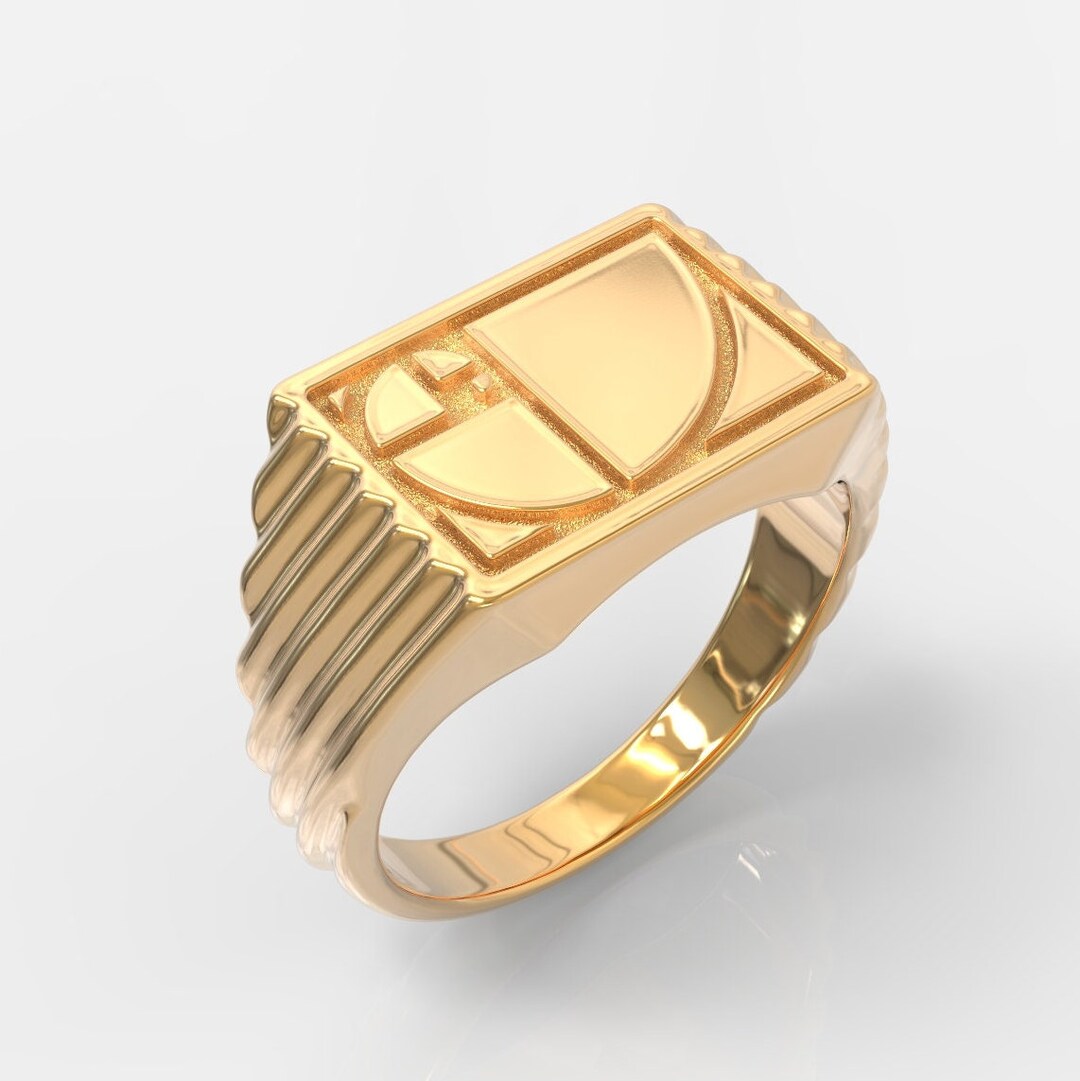 Gold Fibonacci Ring Sterling Silver Golden Ratio Ring Men's Yellow Gold ...