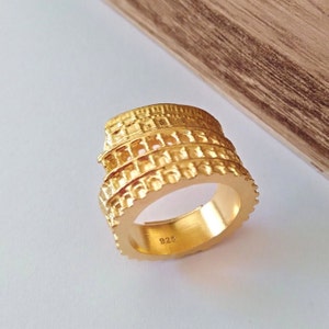 Gold Colosseum Ring, Sterling Silver Colosseum Ring, Women's Rose Gold ...