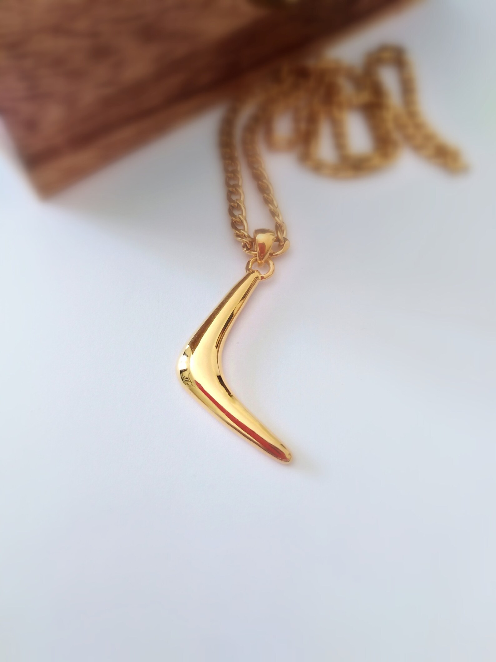 24K Gold Boomerang Pendant Sterling Silver Boomerang Mens - Etsy