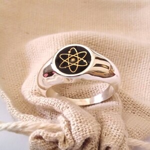 Gold Atom Ring, Atom Jewelry, Atom Signet Ring, Silver Atom Ring, Gold ...