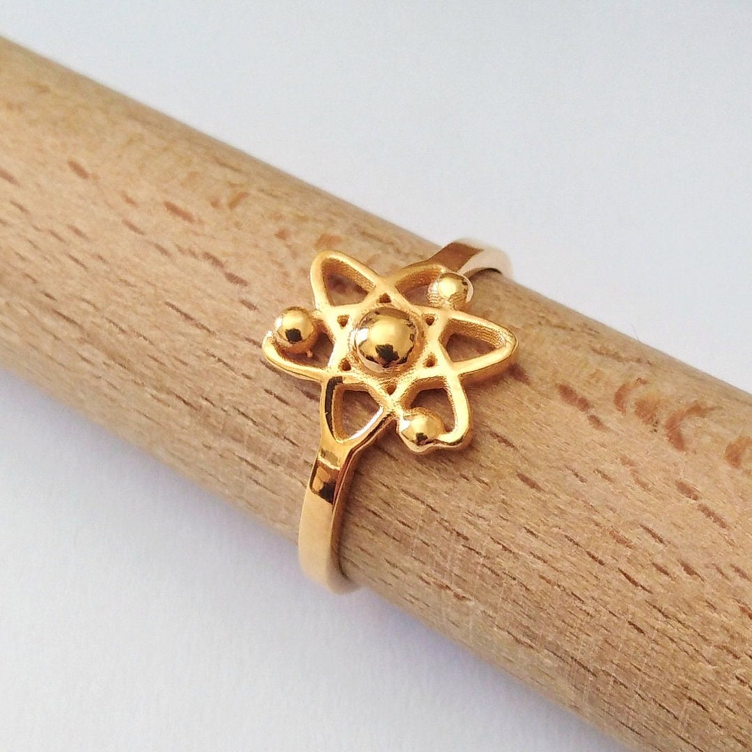 Gold Atomic Ring | Silver 925 Atom Ring | Atom | Women's Gold Science ...