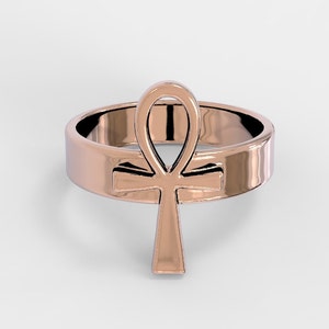 Gold Ankh Ring, Silver 925 Ankh Cross Ring, Rose Gold Ankh Cross Ring ...