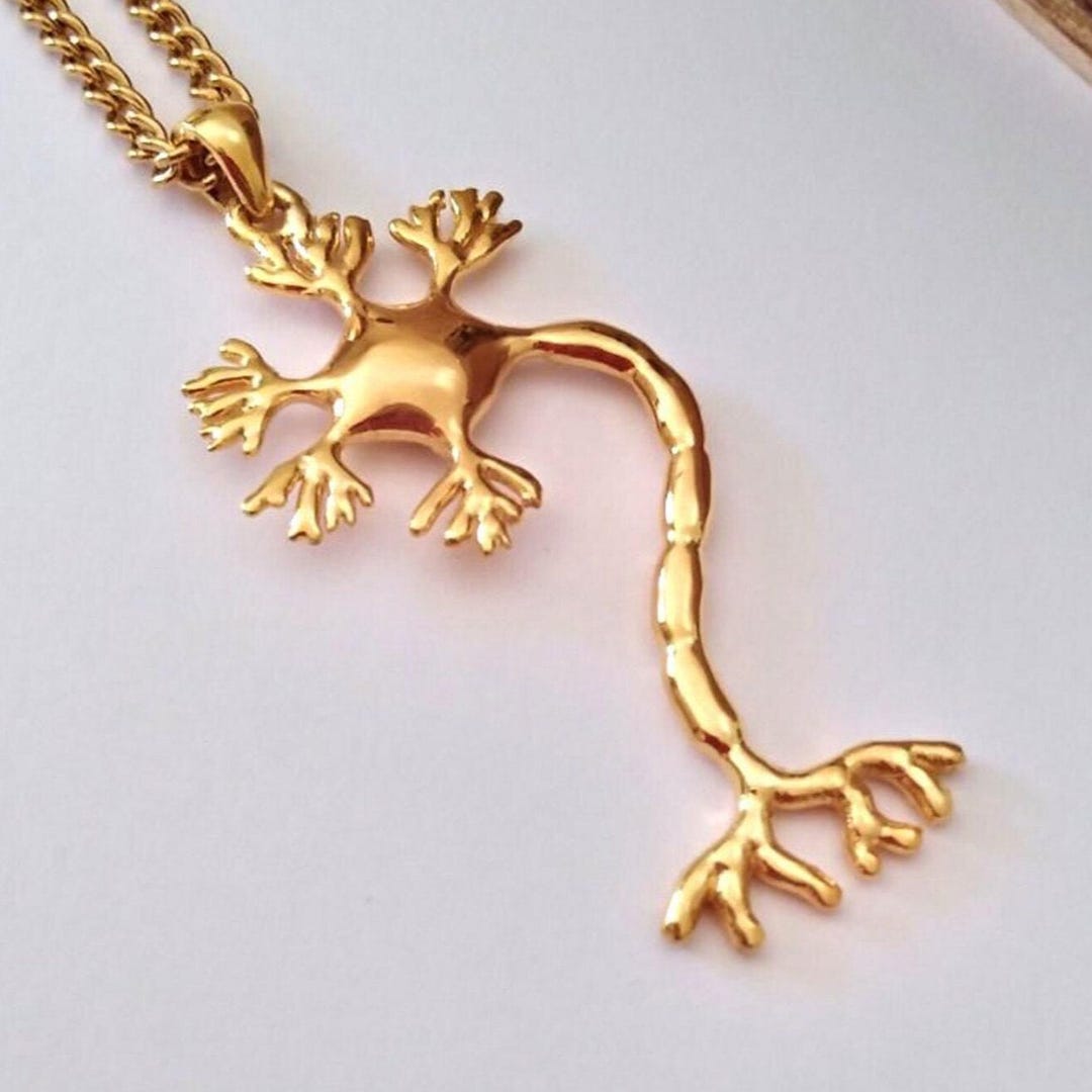 Yellow Gold Nerve Cell Pendant | Handcrafted Silver 925 Neuron Cell ...