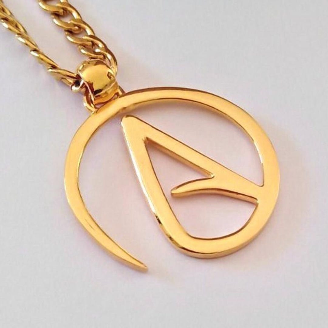 Yellow Gold Plated Atheist Pendant | Handcrafted Silver 925 Atheist ...