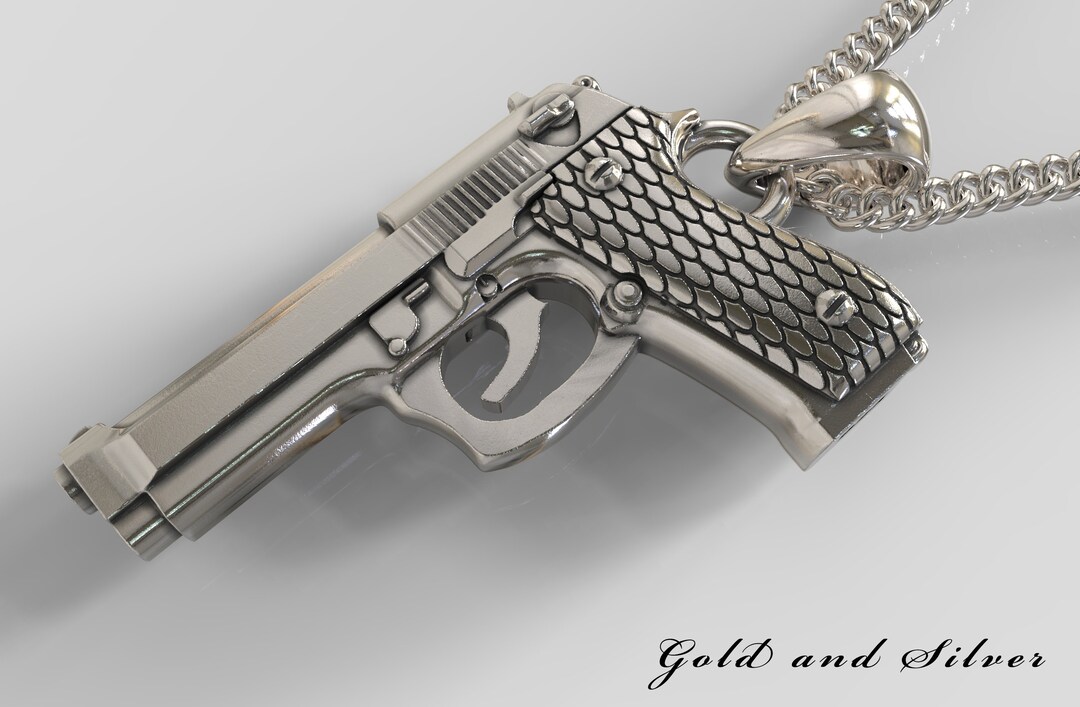 Aged Silver Gun Pistol Pendant Men Silver 925 Gun Necklace - Etsy