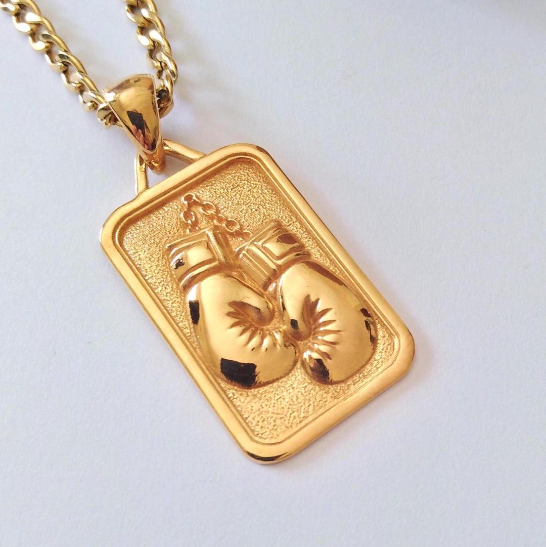 Yellow Gold Boxing Gloves Pendant | Handcrafted Silver 925 Boxing Gloves Necklace | Men Boxing ...
