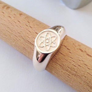 Gold Atom Ring, Atom Jewelry, Atom Signet Ring, Silver Atom Ring, Gold ...