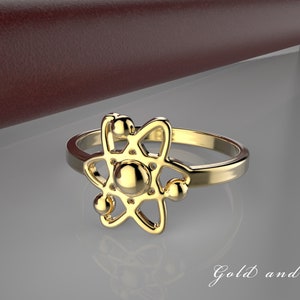 Gold Atomic Ring, Silver 925 Atom Ring, Atom, Women's Gold Science Ring ...