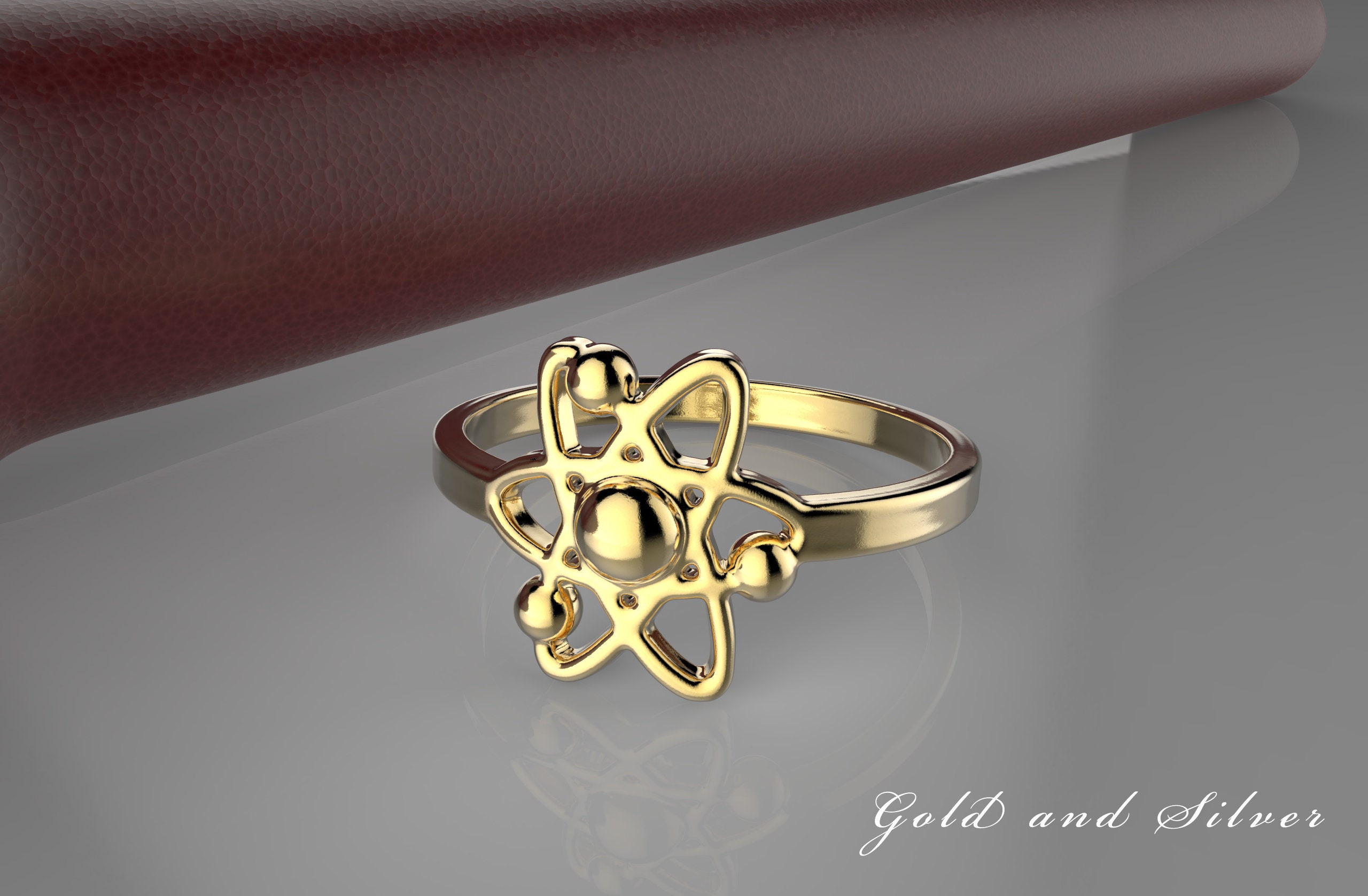 Gold Atomic Ring Silver 925 Atom Ring Atom Women's Gold - Etsy