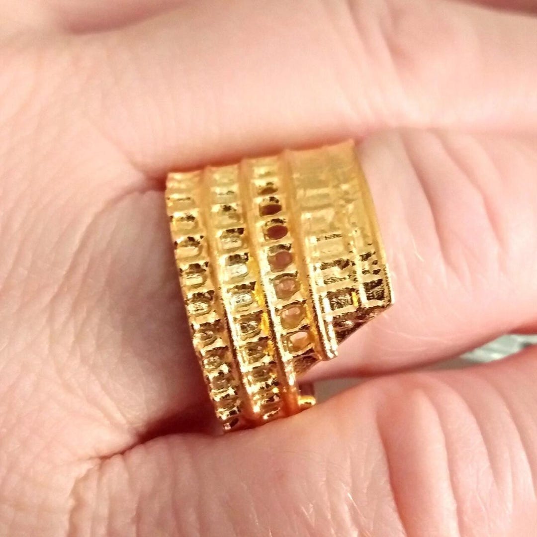 Yellow Gold Plated Colosseum Ring | Handcrafted Silver 925 Colosseum ...