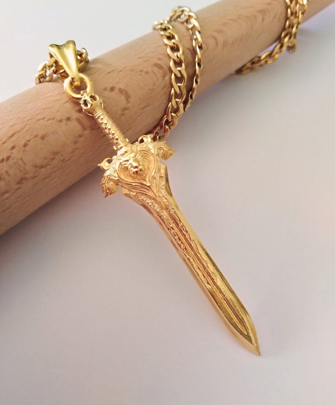 Gold Lion Sword Pendant, Silver 925 Sword Necklace, Sword Pendant, Rose ...