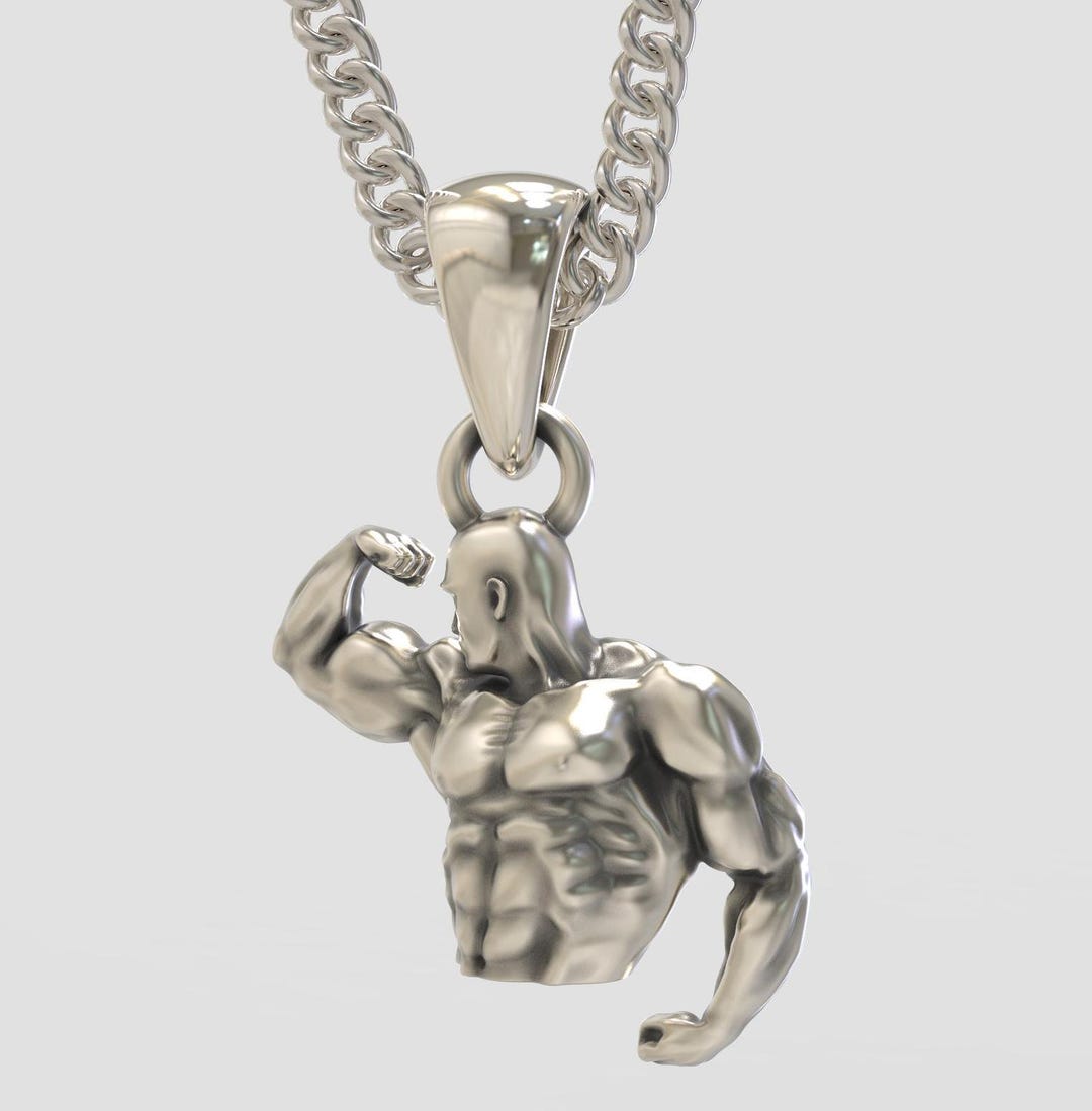 Oxidized Silver 925 Bodybuilder Pose Pendant | Handcrafted Bodybuilder ...
