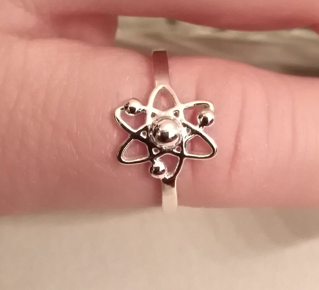 Gold Atomic Ring, Silver 925 Atom Ring, Atom, Women's Gold Science Ring ...
