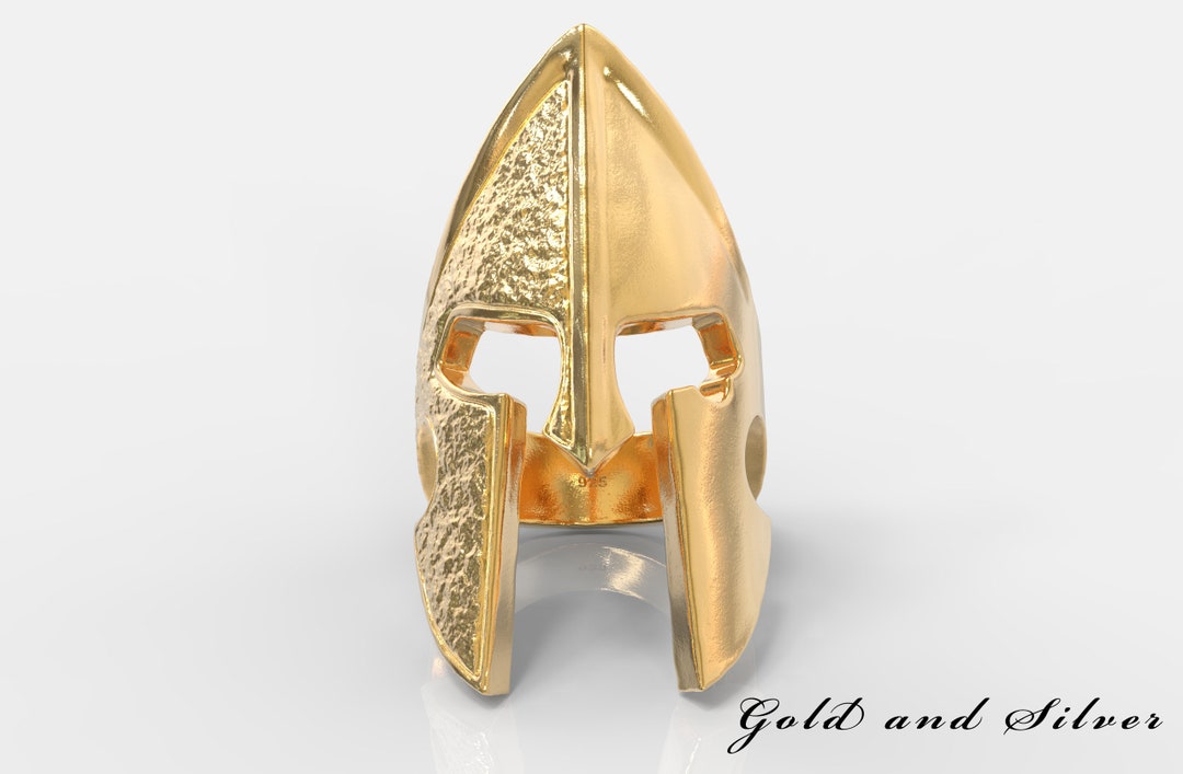 Gold Spartan Helmet Ring Sterling Silver Spartan Warrior - Etsy