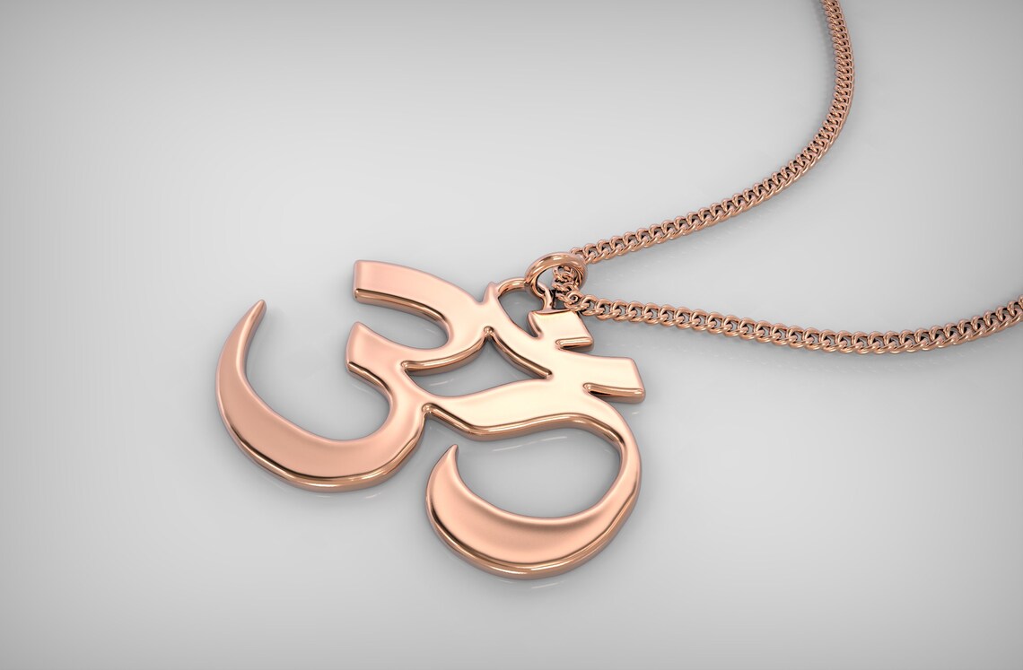 24K Gold Om Pendant Sterling Silver Om Necklace 14K Rose | Etsy