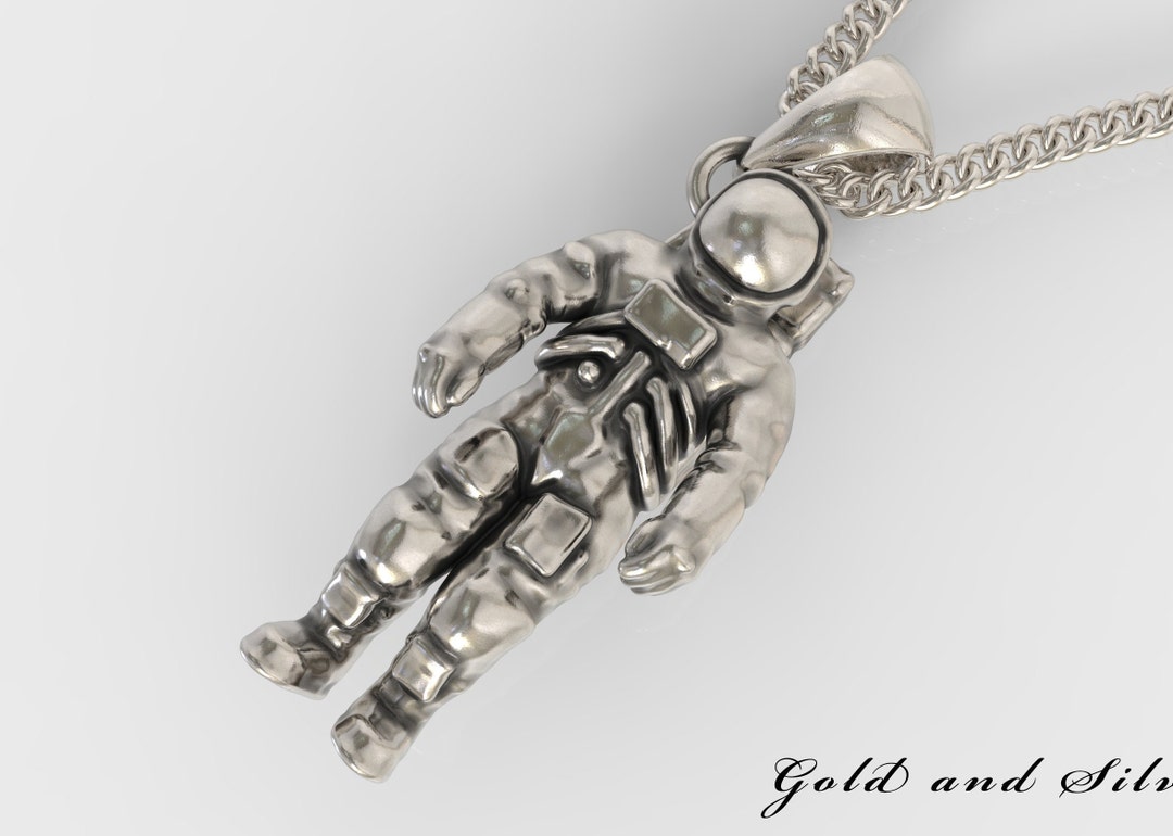 Aged Silver 925 Astronaut Pendant, Silver Astronaut Necklace, Aged ...