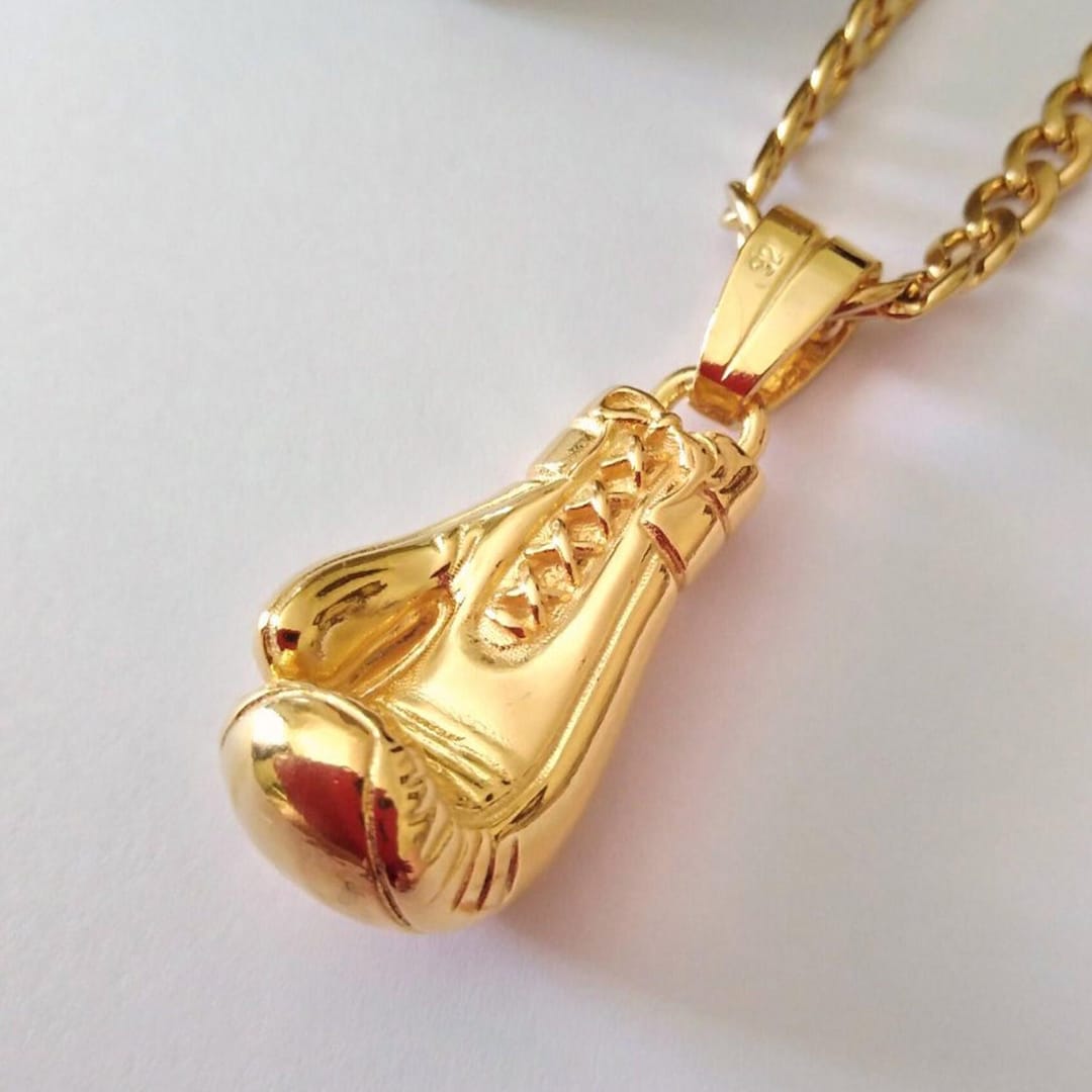 Yellow Gold Boxing Glove Pendant | Silver Boxing Glove Necklace | Gold Boxing Glove Pendant ...