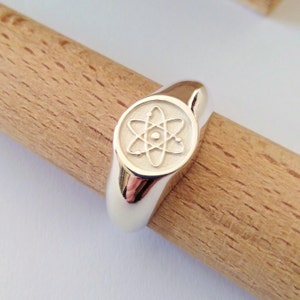 Gold Atom Ring, Atom Jewelry, Atom Signet Ring, Silver Atom Ring, Gold ...