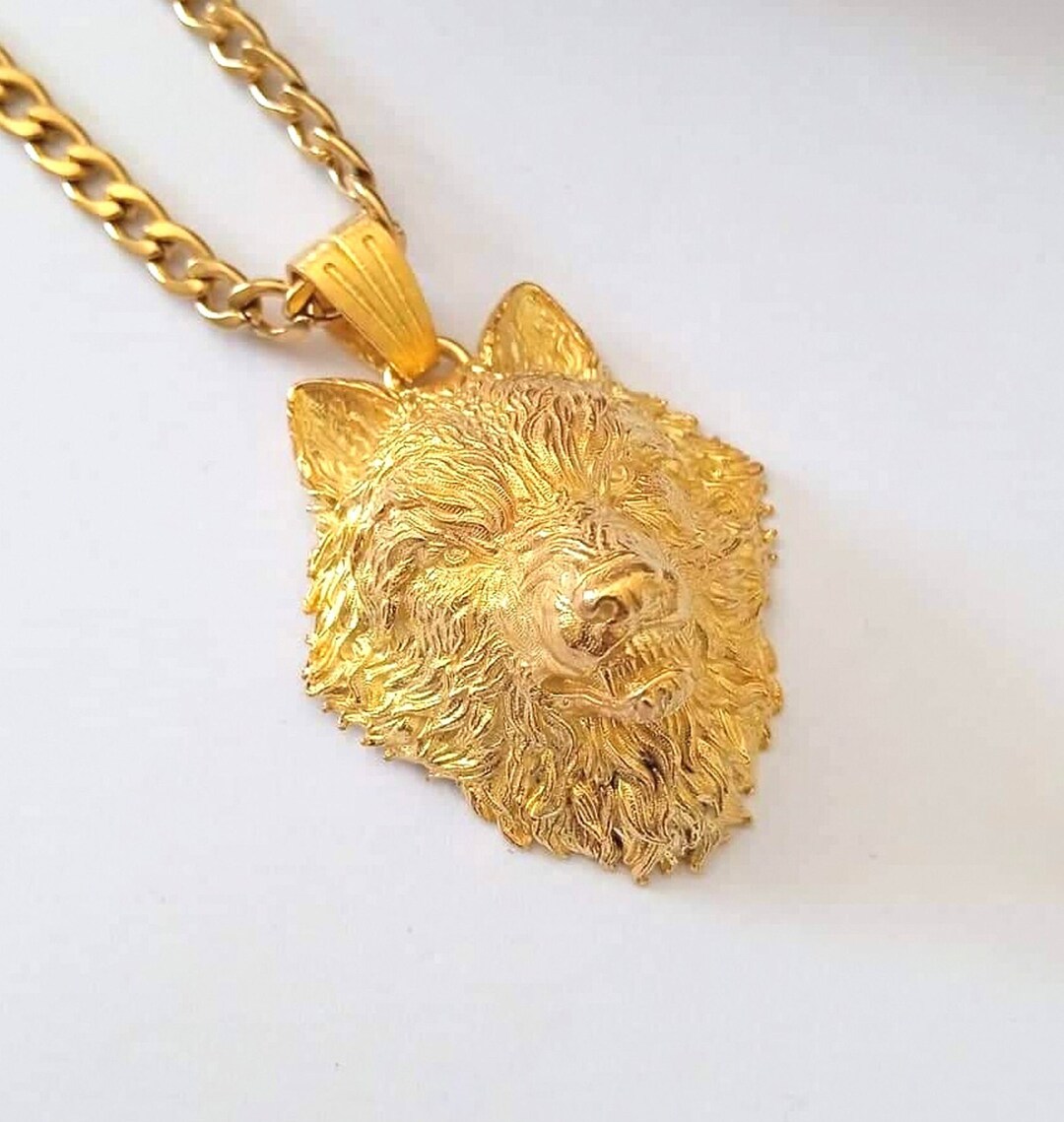 Gold Wolf Pendant, Silver 925 Handmade Wolf Head Necklace, Rose Gold ...