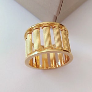 Gold Greek Pillars Ring, Sterling Silver Pillars Ring, Ancient Greek ...