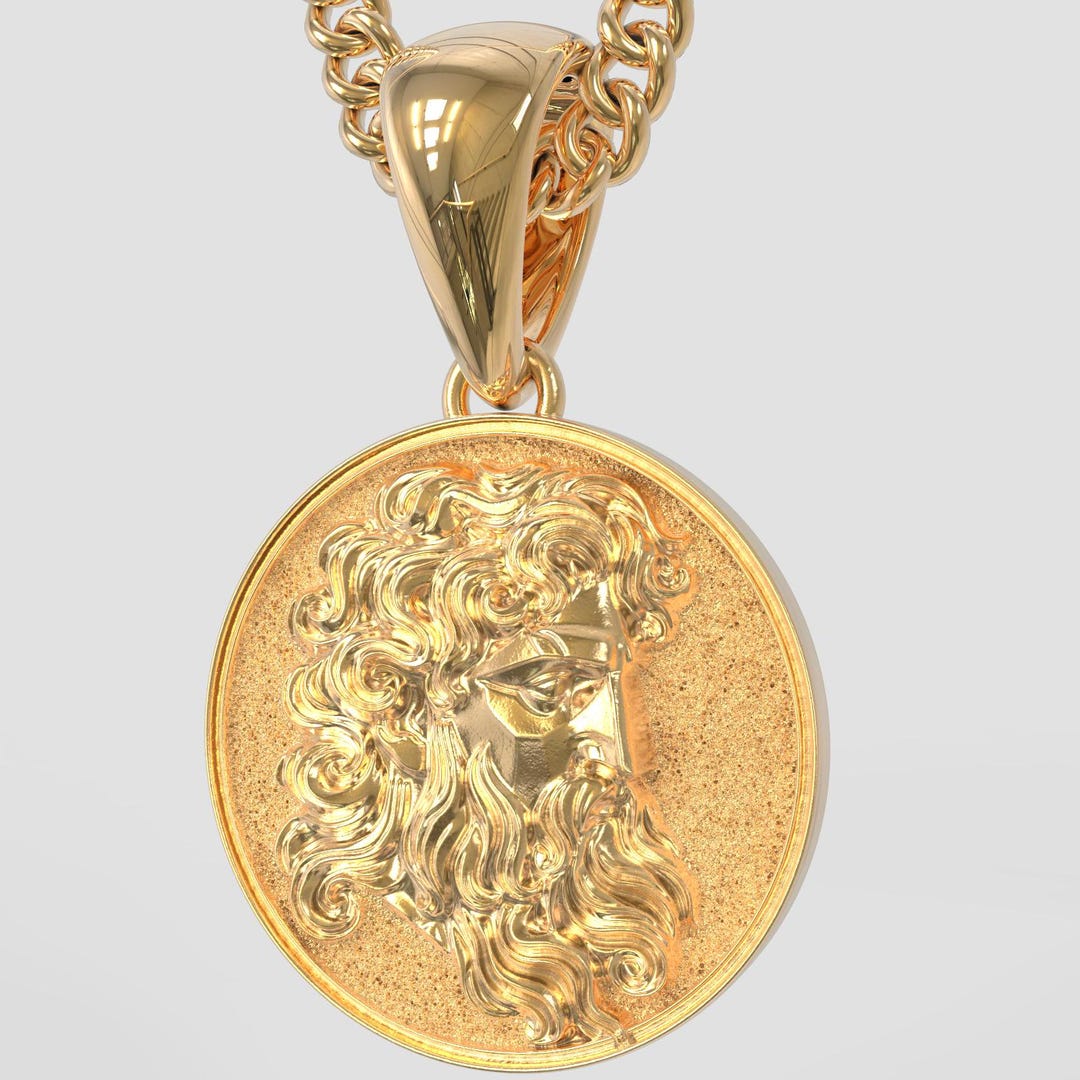 Yellow Gold Zeus Pendant | Handcrafted Silver 925 Greek God Necklace ...
