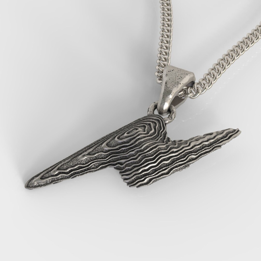 Oxidized Silver 925 Flash Pendant Men's Silver Lightning Bolt Necklace ...