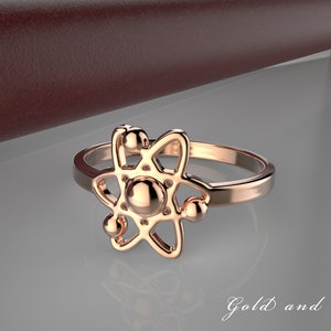 Gold Atomic Ring, Silver 925 Atom Ring, Atom, Women's Gold Science Ring ...